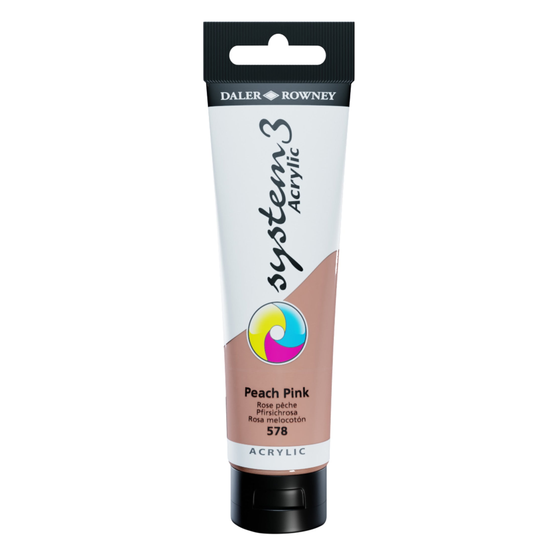 Daler-Rowney Original System 3 Acrylic Paint, 150ml Tube, Peach Pink ...