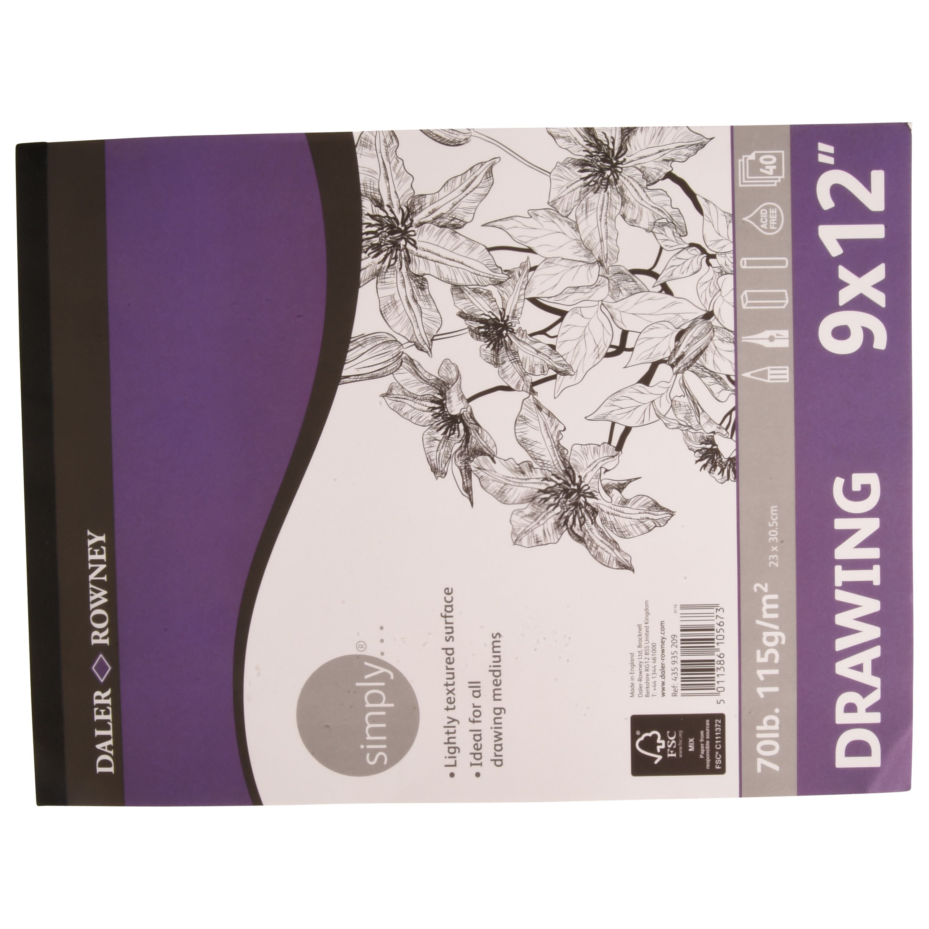 Daler-Rowney Simply 9"x12" Drawing Paper Pad - Walmart.com