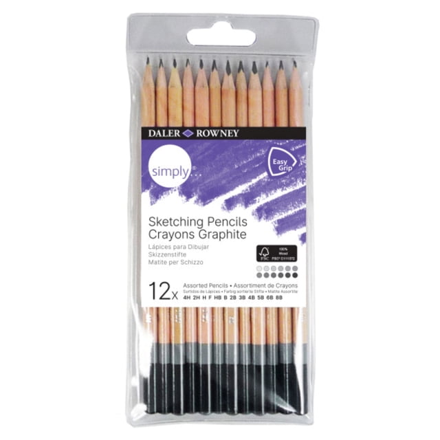 Daler-Rowney Simply Art Sketching Pencils, Graphite Pencils, 12 Piece ...