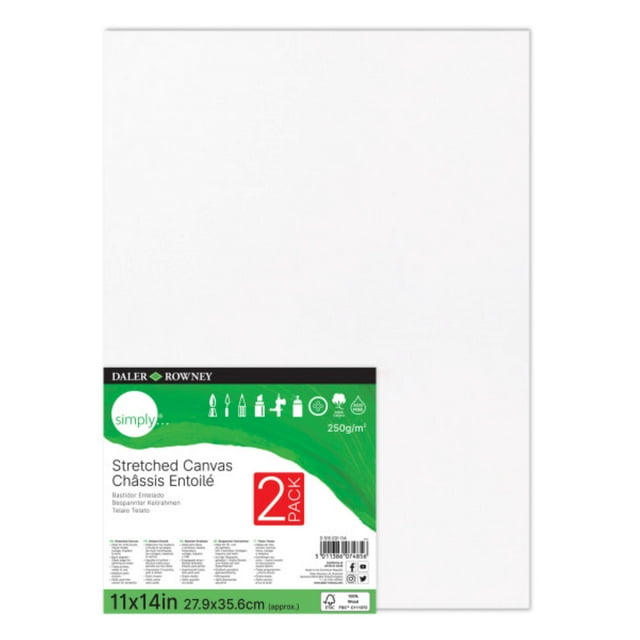 Daler-Rowney Simply Canvas, White Stretched, 11x14 inch, 2 Piece ...