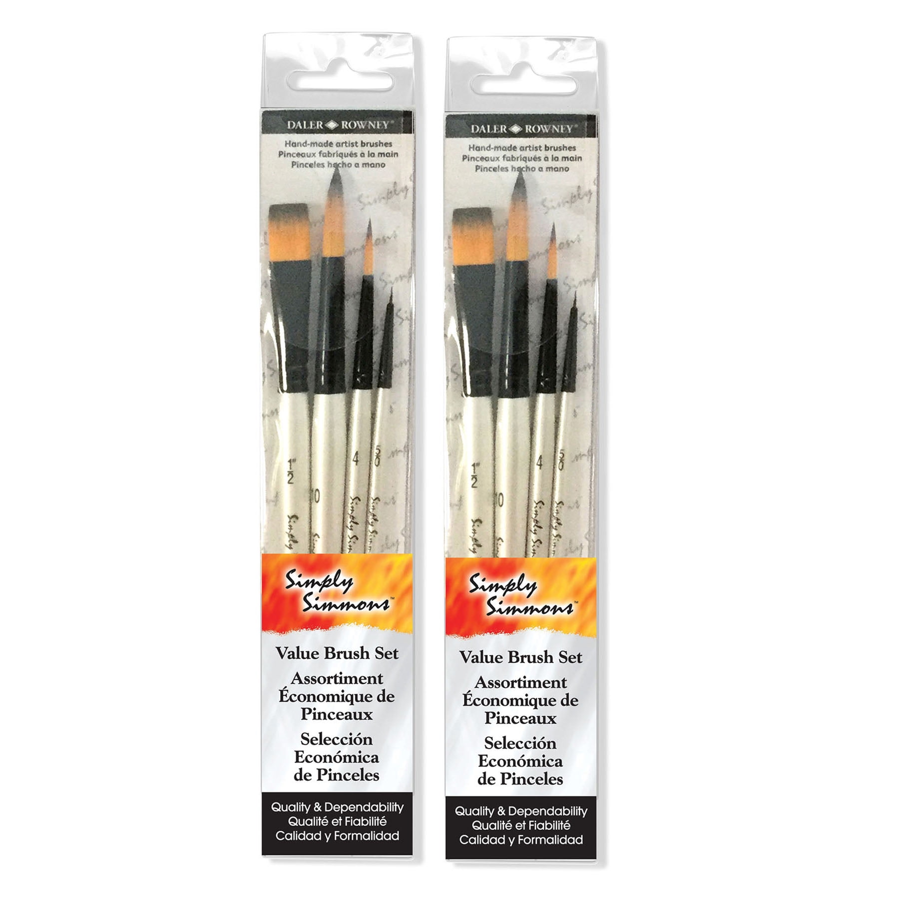 Daler-Rowney Simply Simmons Watercolor Brush Set, Synthetic, 4 Pieces ...