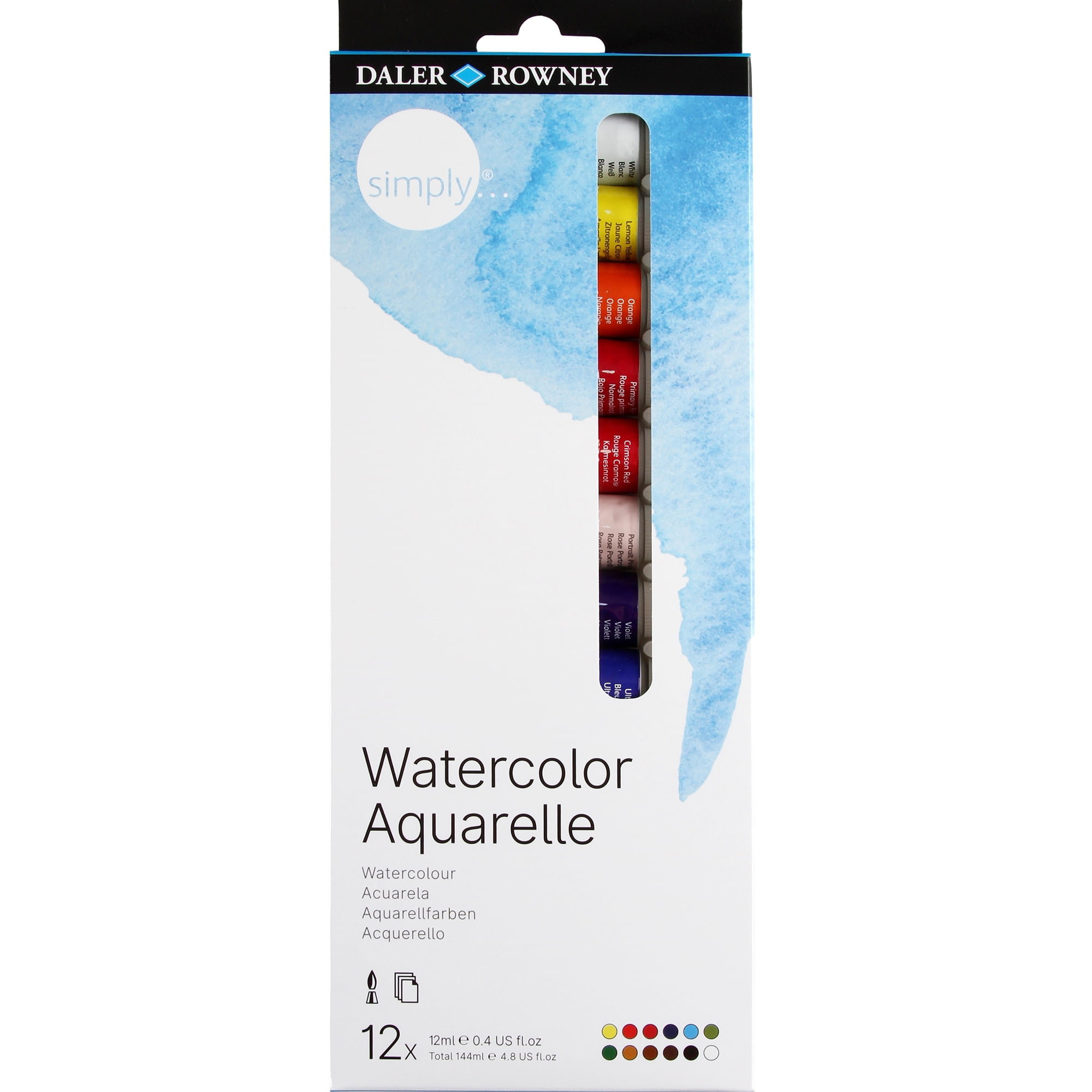 Daler-Rowney Simply Watercolor Tube Set, 0.4 Ounce, Set of 12 - Walmart.com