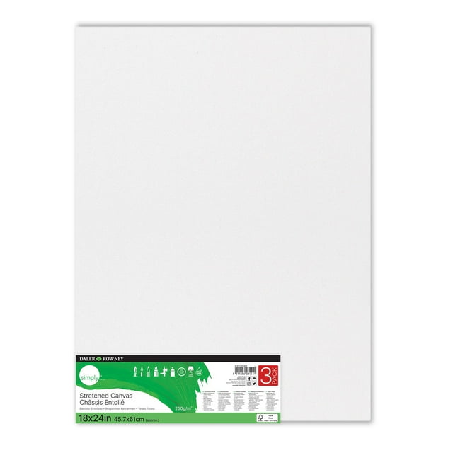 Daler-Rowney Simply White Canvas Panels Set, 18" x 24", 3-Pack ...