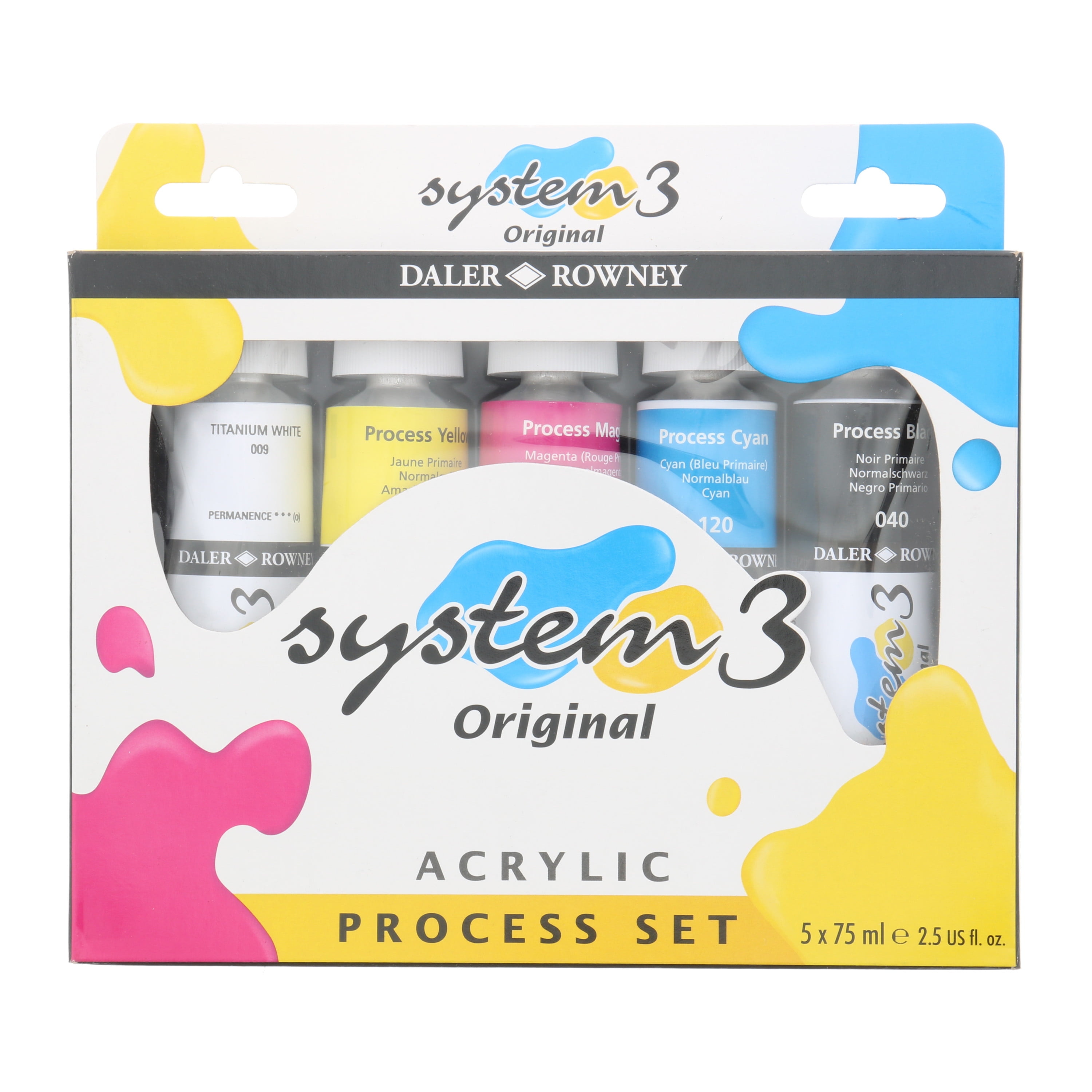 Daler-Rowney System 3 Acrylic, Process Set Five 75 ml Tubes - Walmart.com