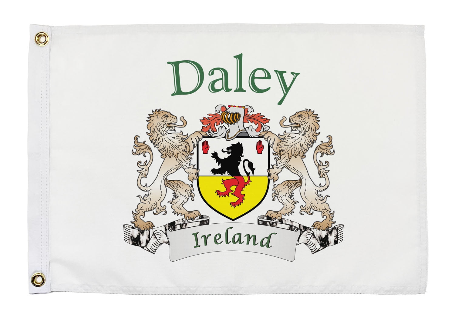 Daley Irish Coat of Arms Small White Flag - 16"x10.5" inches - Walmart.com