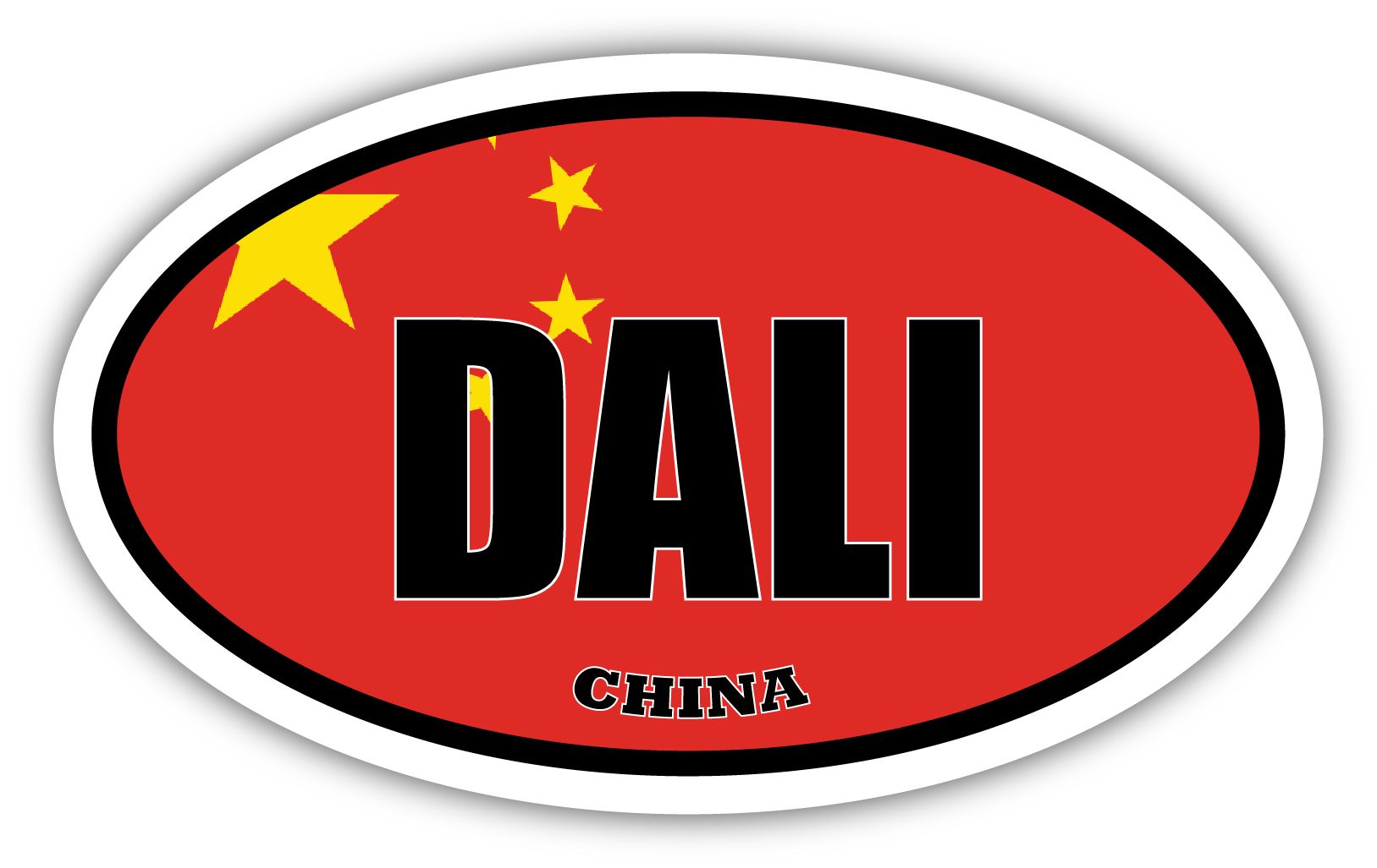 Dali China Flag Oval Decal Vinyl Bumper Sticker 3x5 inches - Walmart.com