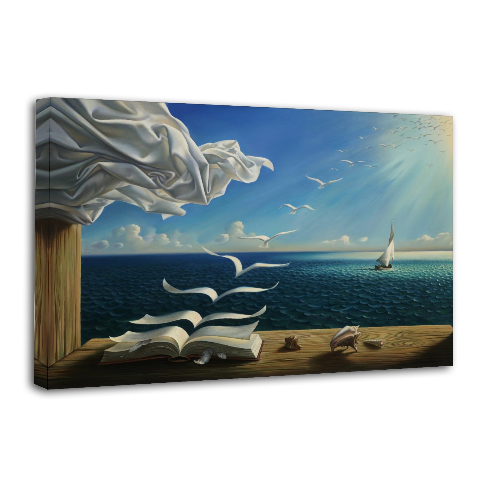 Dali El Salvador Wave Books Sailing Picture Print Canvas Poster Wall ...