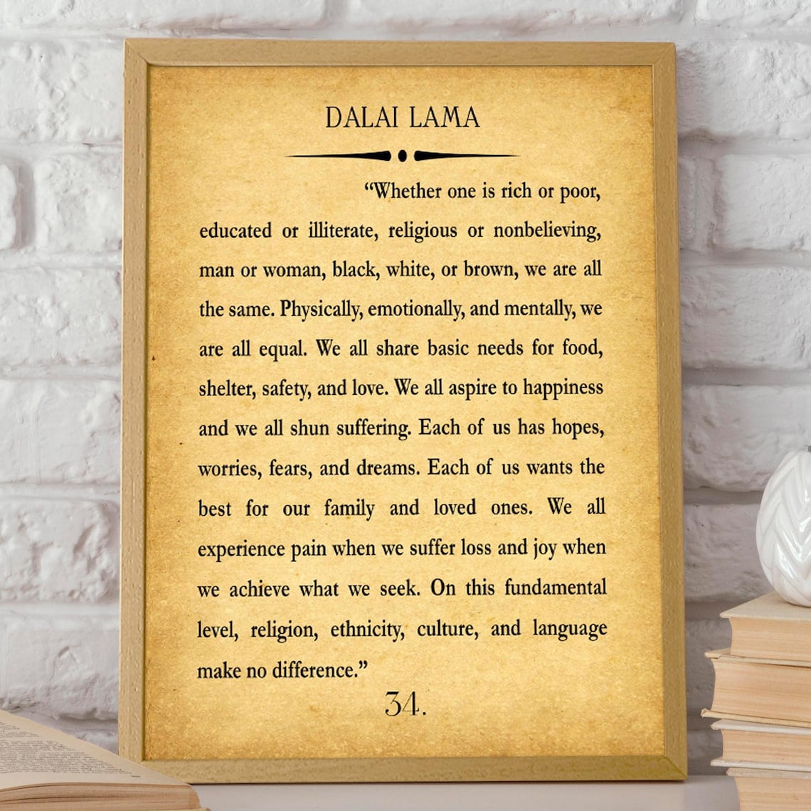Dali Lama Quote Dali Lama Quotation Dali Lama Book Wall Art Large Book ...
