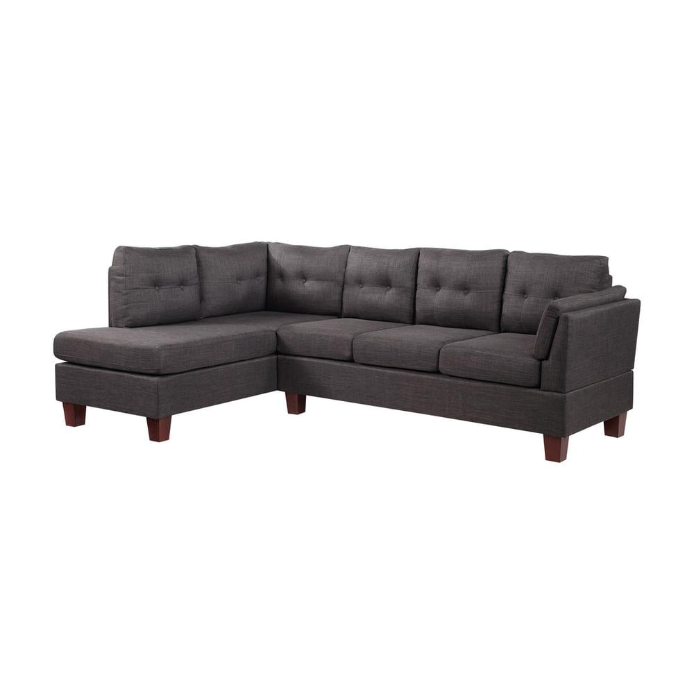 Dalia Linen Upholstered Tufted Filled Sectional Sofa, Left-Facing ...
