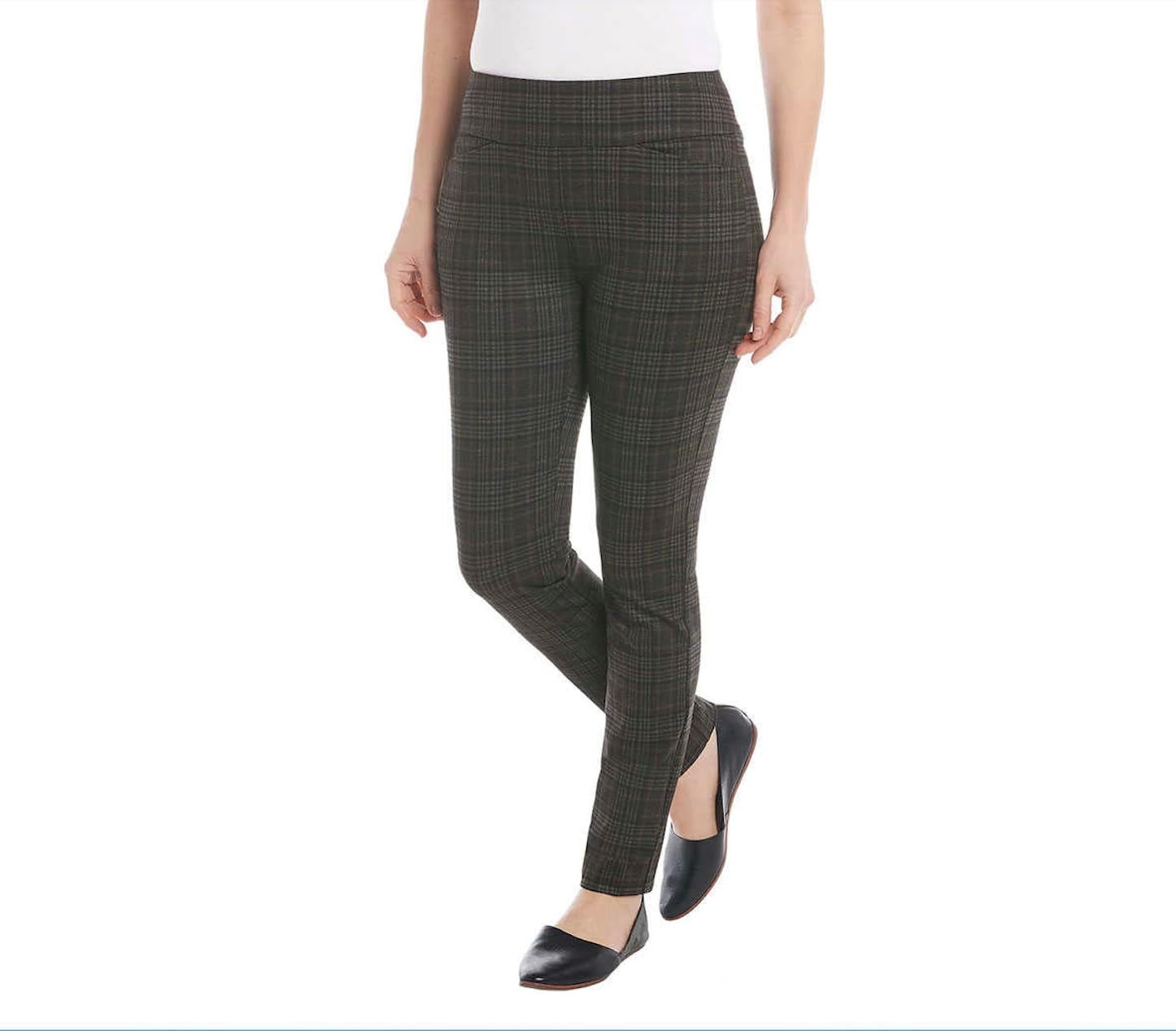 Dalia Ladies' Pull-On Built-in Tummy Control Panel Pants, Black Plaid ...