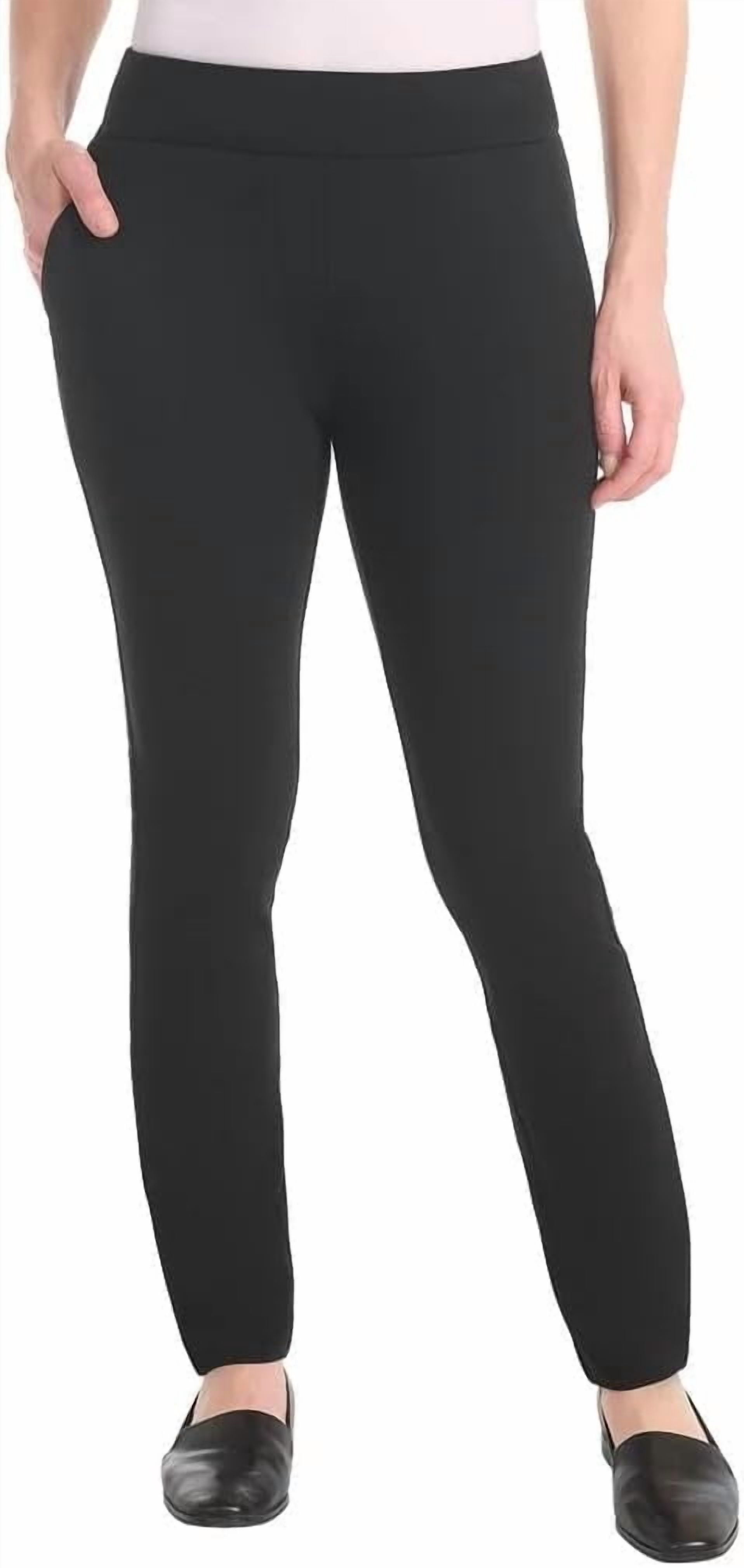 Dalia Women’s Pull-On Ponte Pant, Mid-Rise Narrow Leg ( Black,Large ...