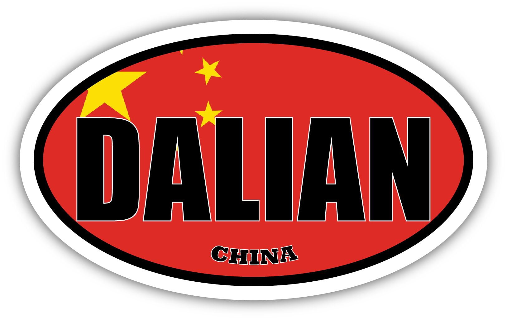 Dalian China Flag Oval Decal Vinyl Bumper Sticker 3x5 inches - Walmart.com