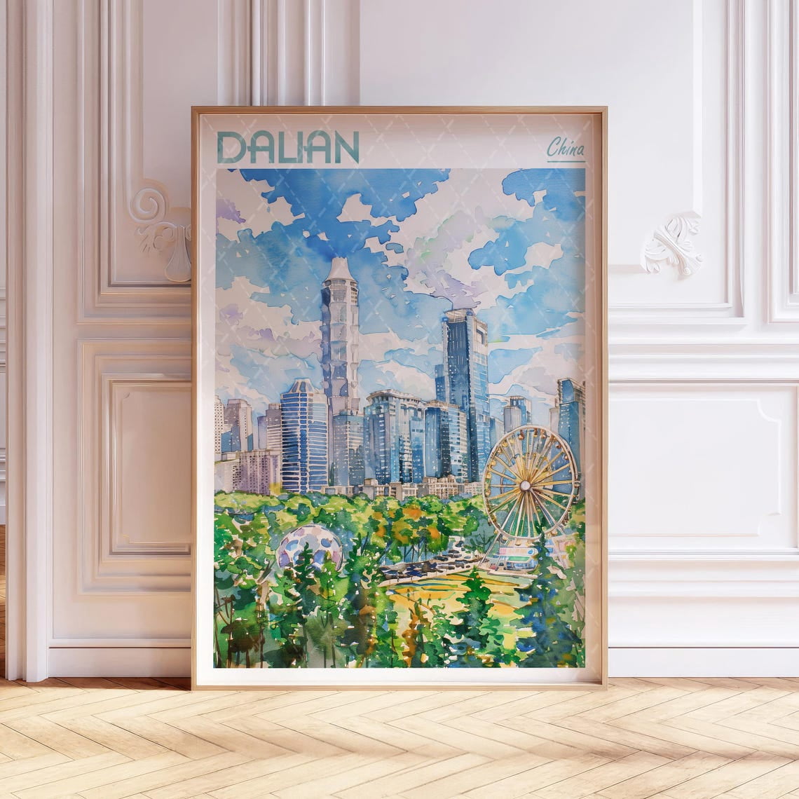 Dalian Watercolor Art Print - China Print - Asia Travel Poster - World ...