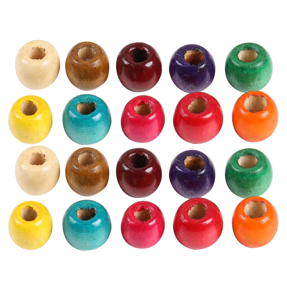 Dalidasy 300PCS Assorted Color Round Wood Beads Round Colorful Wooden ...