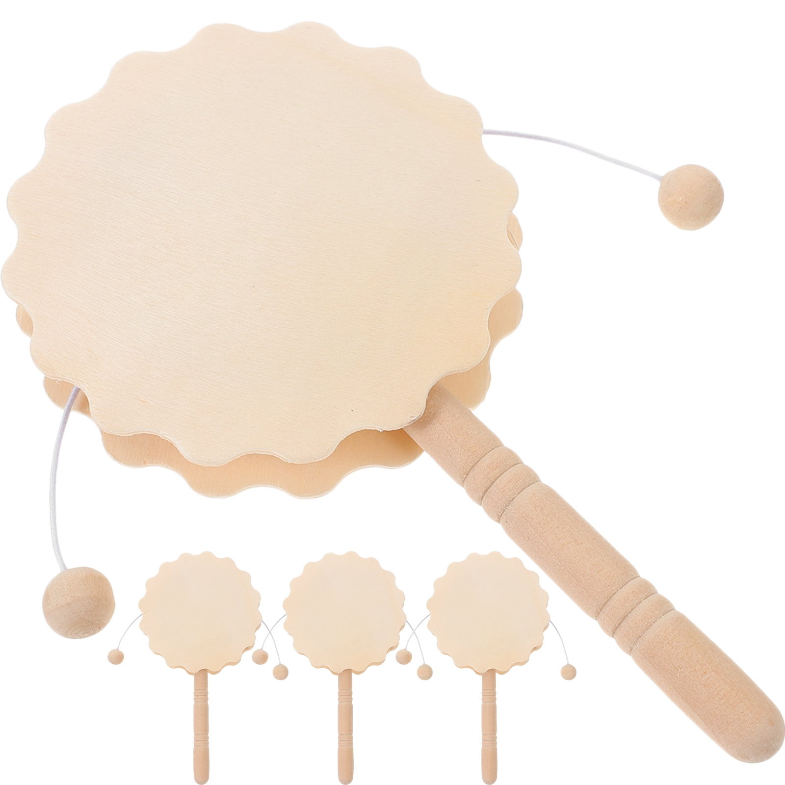 Dalidasy 4Pcs DIY Graffiti Rattle-drum Toys DIY Wooden Rattle-drum ...