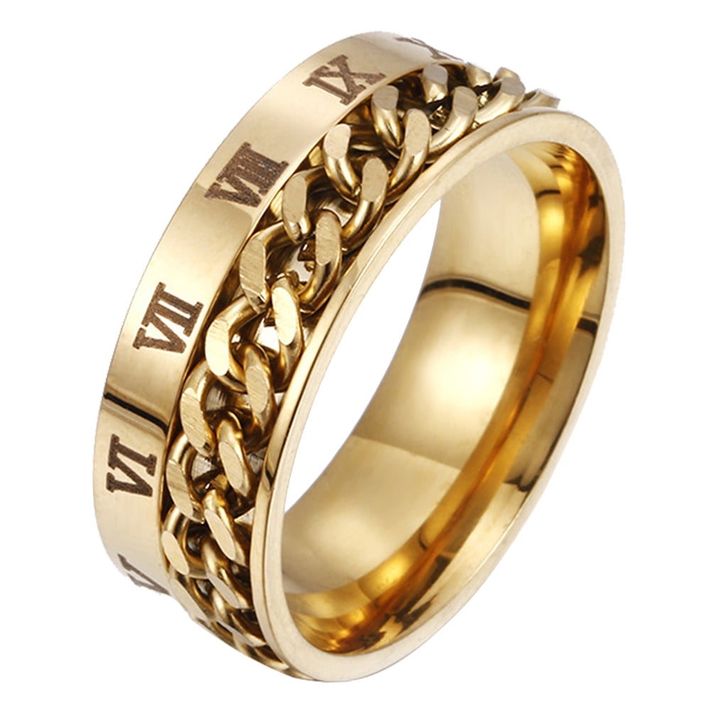 Dalidasy Roman Numerals Ring Unisex Rotatable Chain Ring Personalized ...