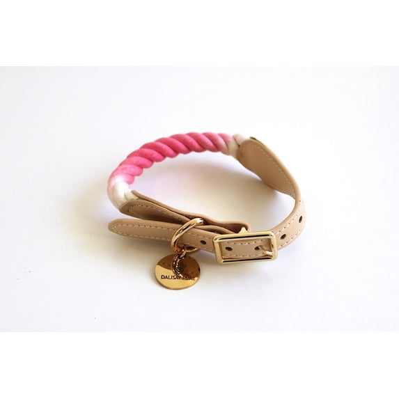 Dalisay Pure Barking Pink Beyond Par Cotton Rope Buckle Dog Collar ...