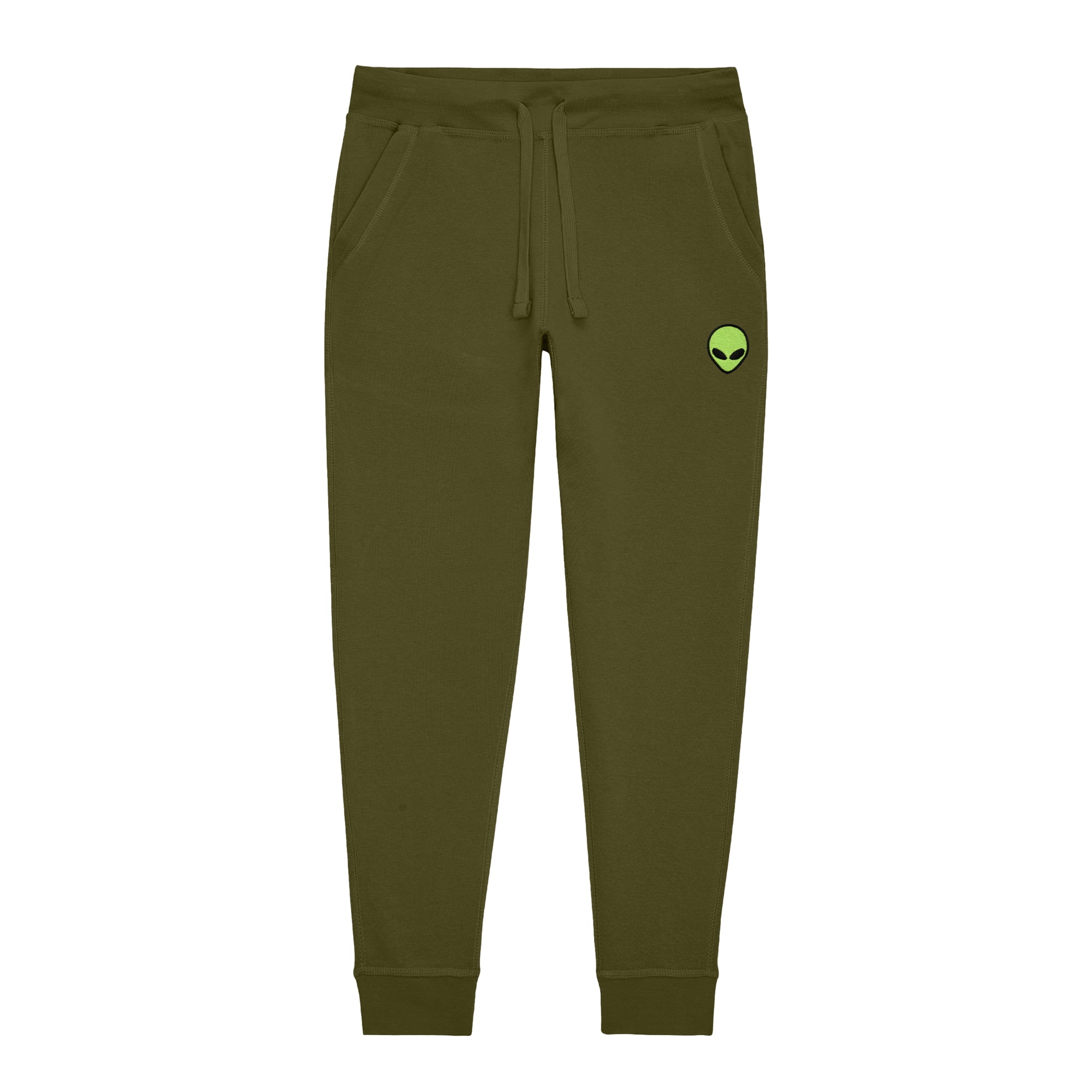 Dalix Alien Embroidered Jogger Pant Soft Fleece Relaxed Fit Lounge Mens in Olive 2XL XX-Large ...