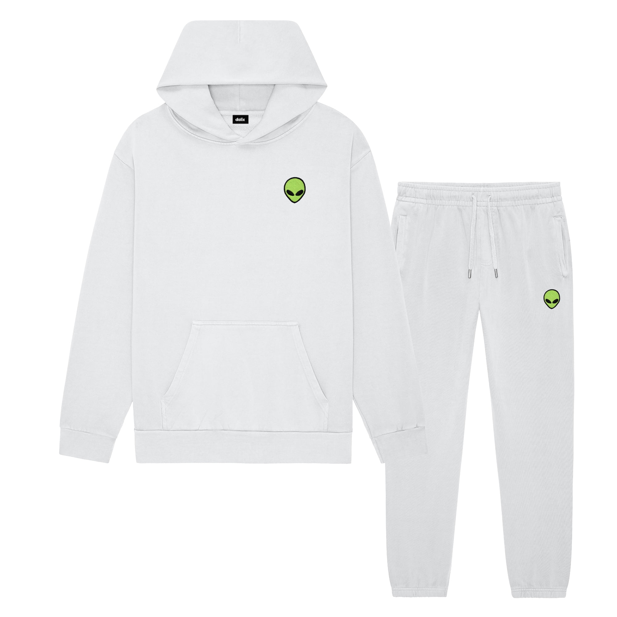 Dalix Alien Embroidery Relaxed Sweatsuit Set Hoodie Jogger Soft Fleece ...