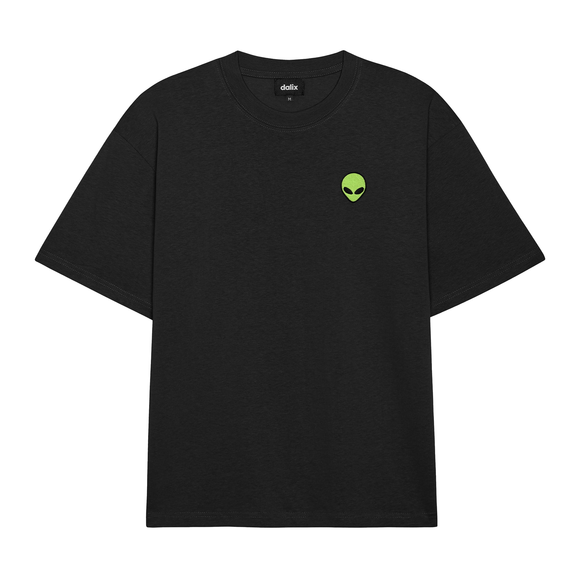 Dalix Alien Relaxed Heavy Cotton Short Sleeve Summer Tee Mens in Black ...