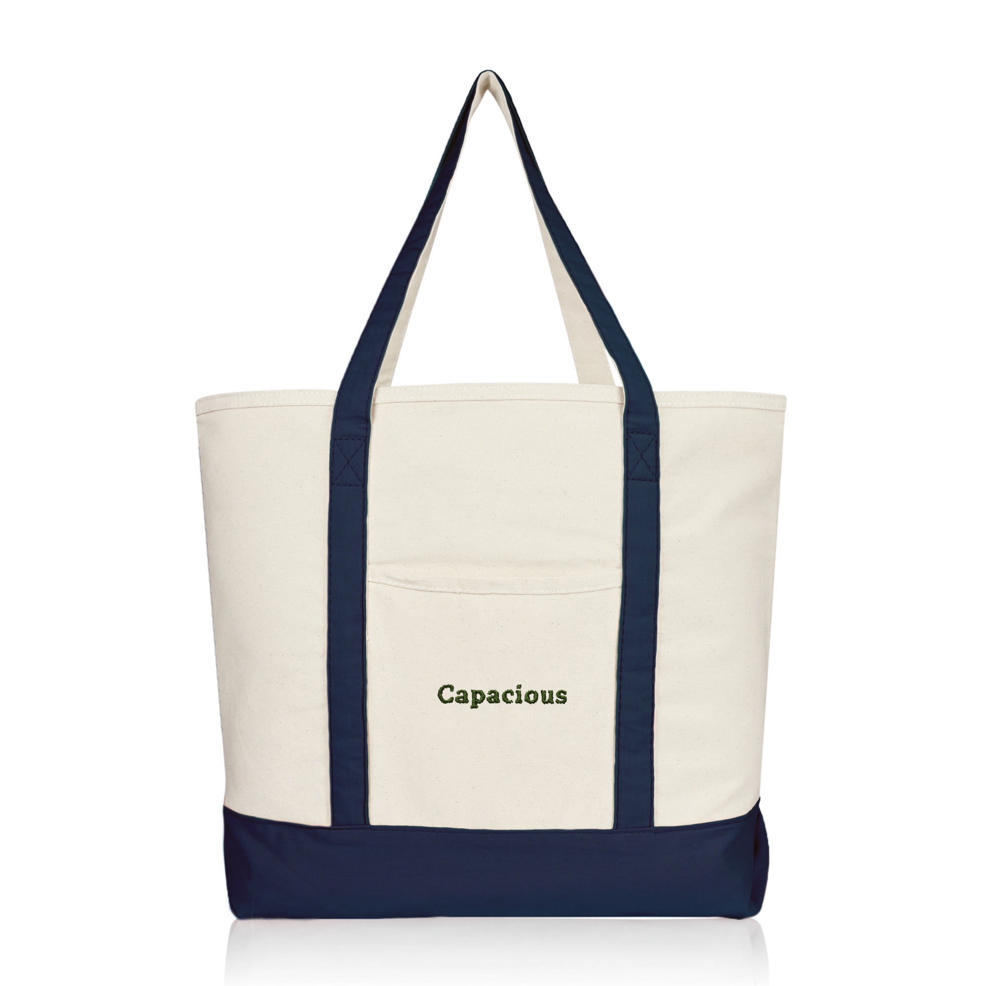 Dalix Capacious Embroidered Shopping Tote Bag in Navy Blue - Walmart.com