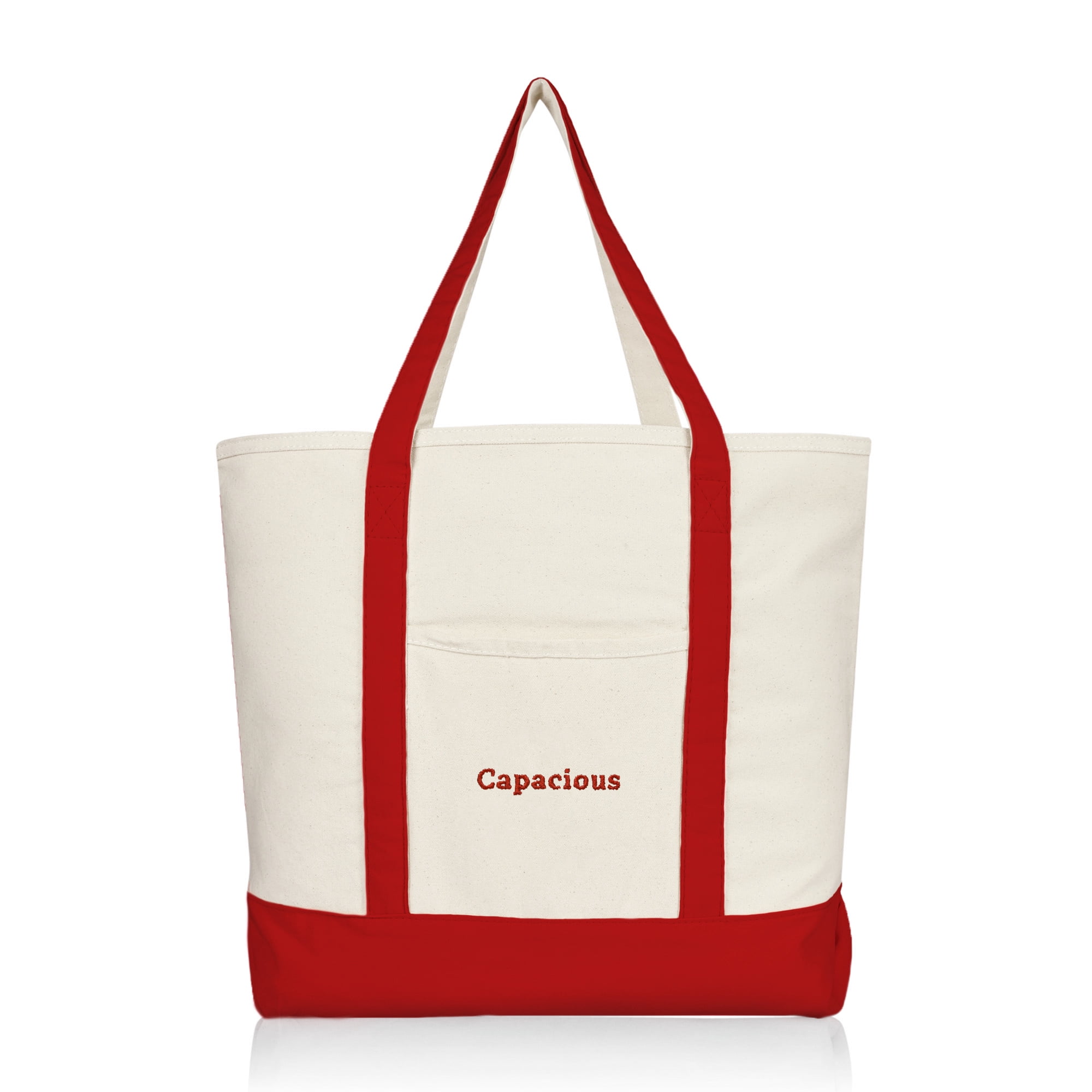 Dalix Capacious Embroidered Shopping Tote Bag in Red - Walmart.com