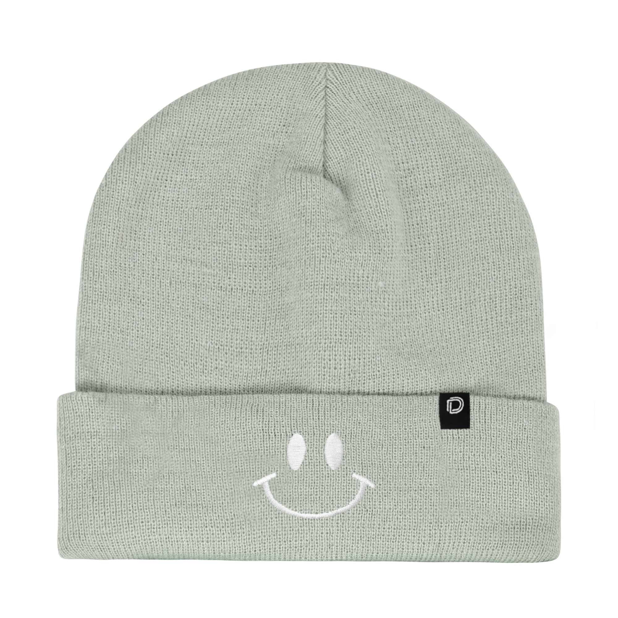 Dalix Embroidered Smile Face Beanie in Light Gray - Walmart.com