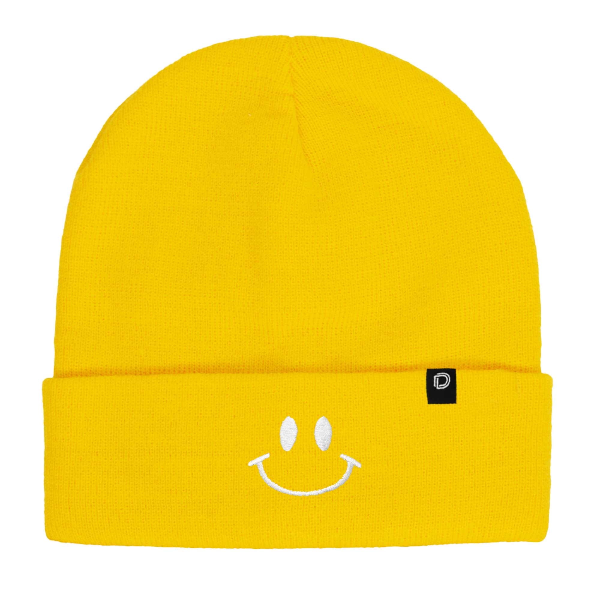 Dalix Embroidered Smile Face Beanie in Yellow - Walmart.com