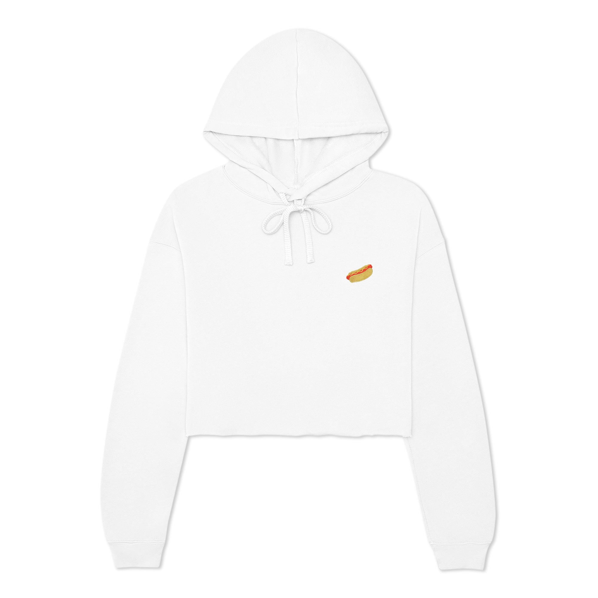 Dalix Hot Dog Ghost Embroidered Fleece Cropped Hoodie Cold Fall Winter ...