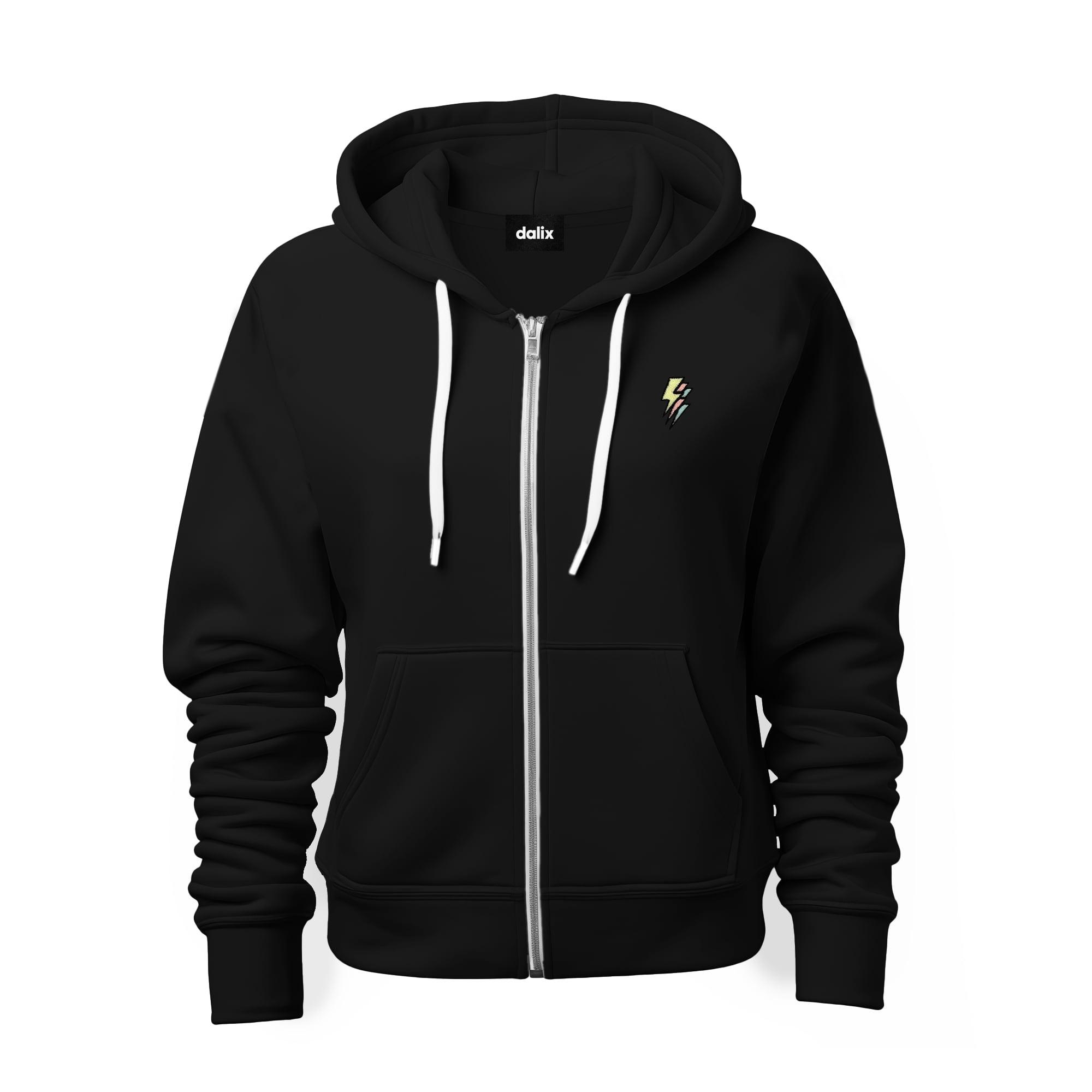 Dalix Lightning Bolt Glow in the Dark Embroidered Zip Hoodie Fleece ...