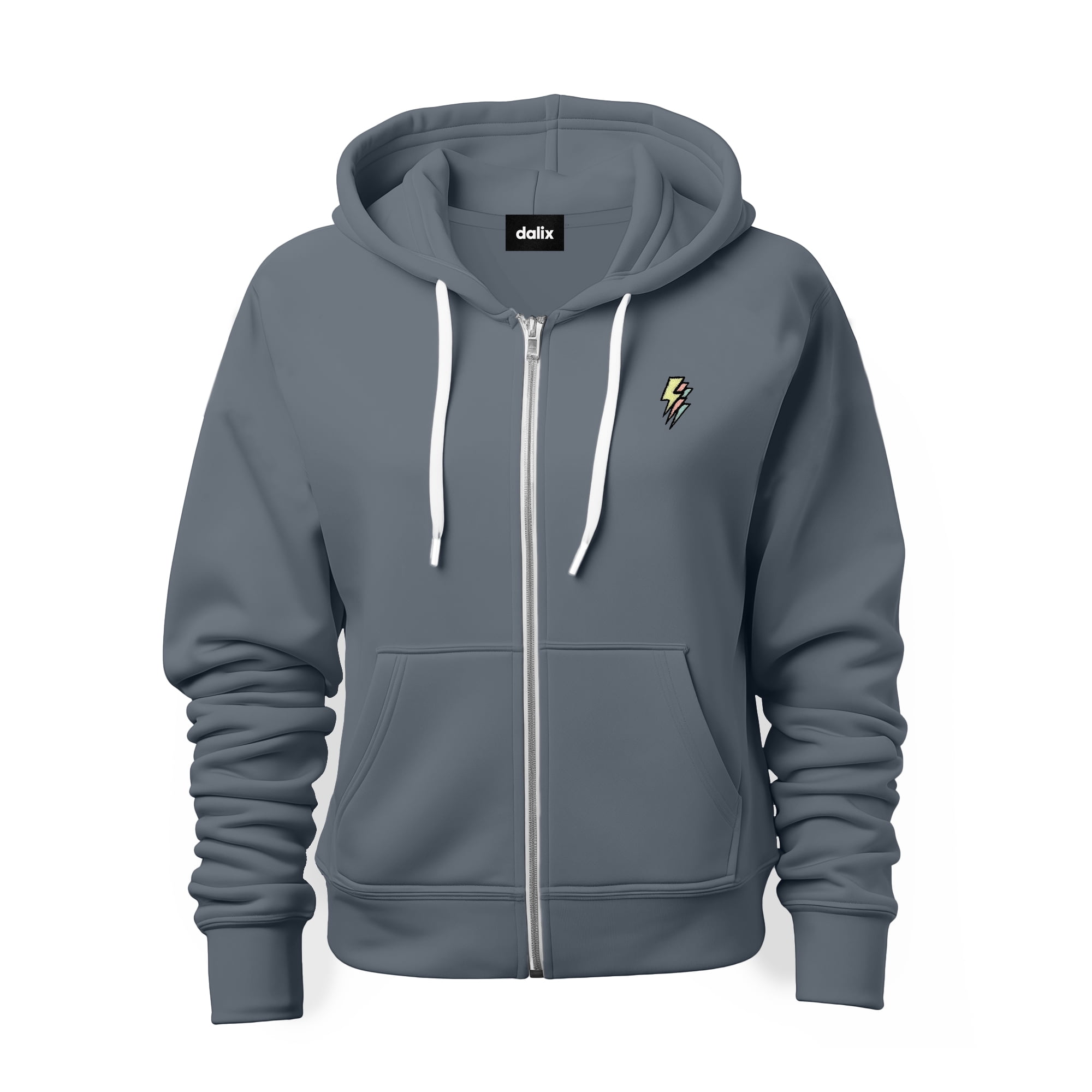 Dalix Lightning Bolt Glow in the Dark Embroidered Zip Hoodie Fleece ...