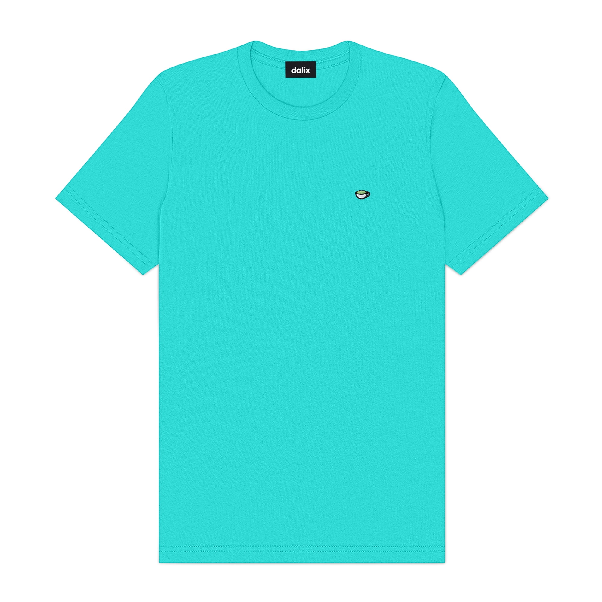 Dalix Lil Matcha Embroidered Cotton Tee Lightweight Jersey Mens in Teal ...