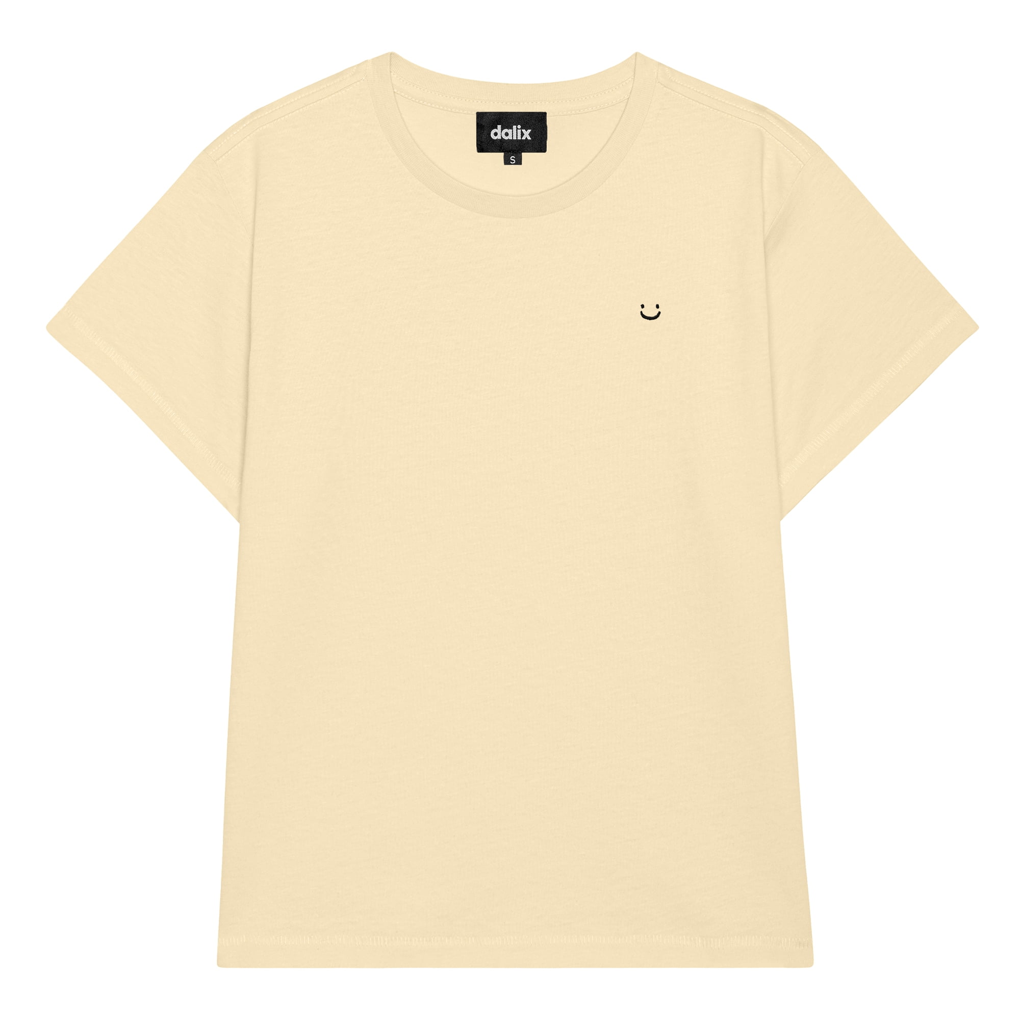 Dalix Lil Smile Cropped Tee Lightweight High Waisted Short Sleeve Summer Shirt Womens in Butter ...