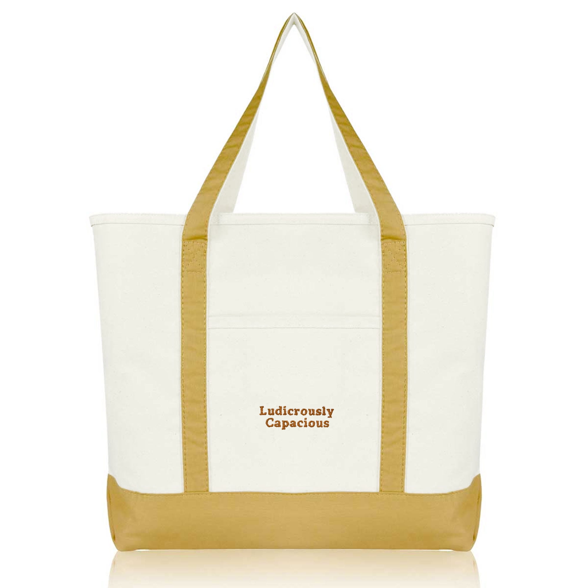 Dalix Ludicrously Capacious Embroidered Shopping Tote Bag in Brown ...