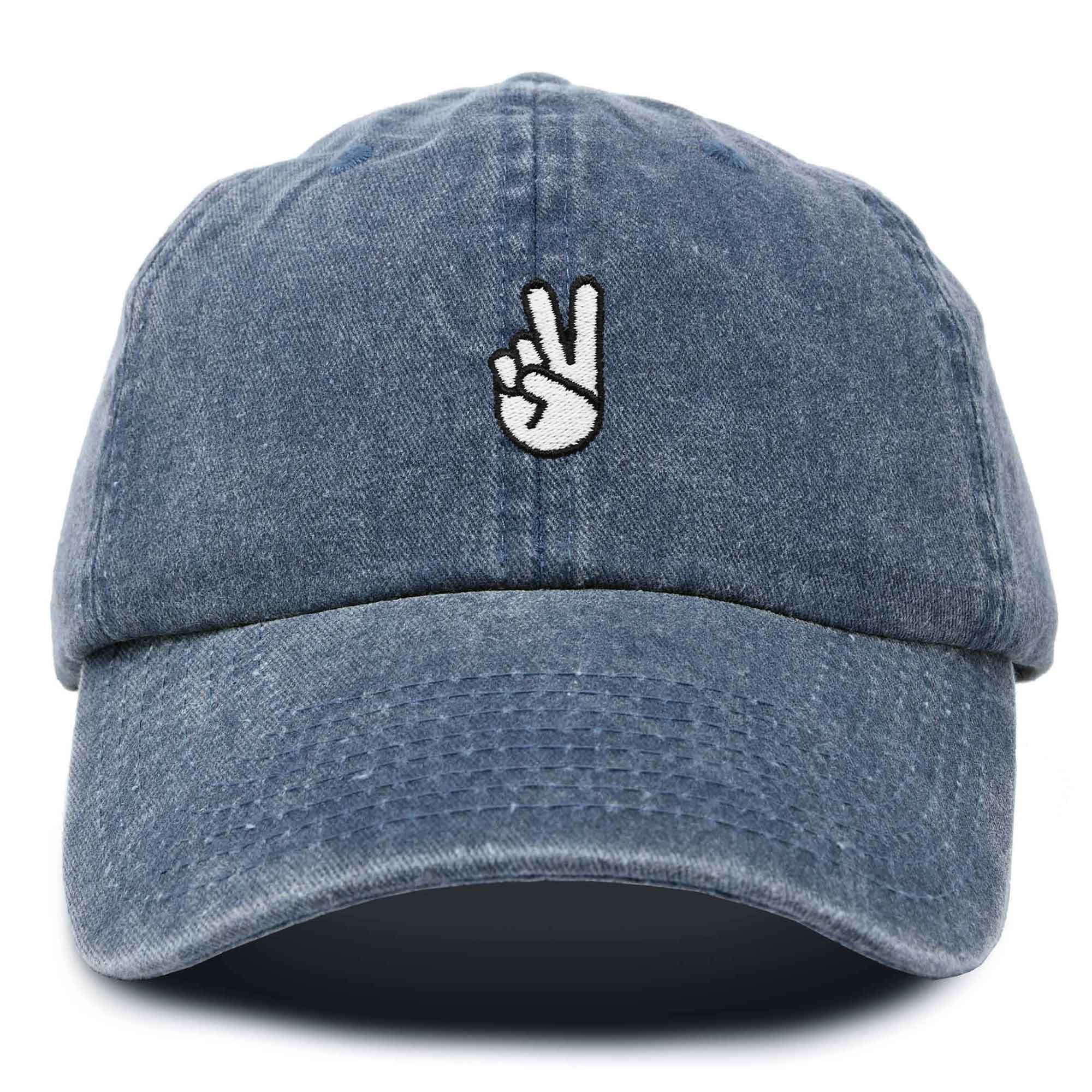 Dalix Peace Sign Embroidered V Cotton Dad Hat Baseball Cap Adjustable ...