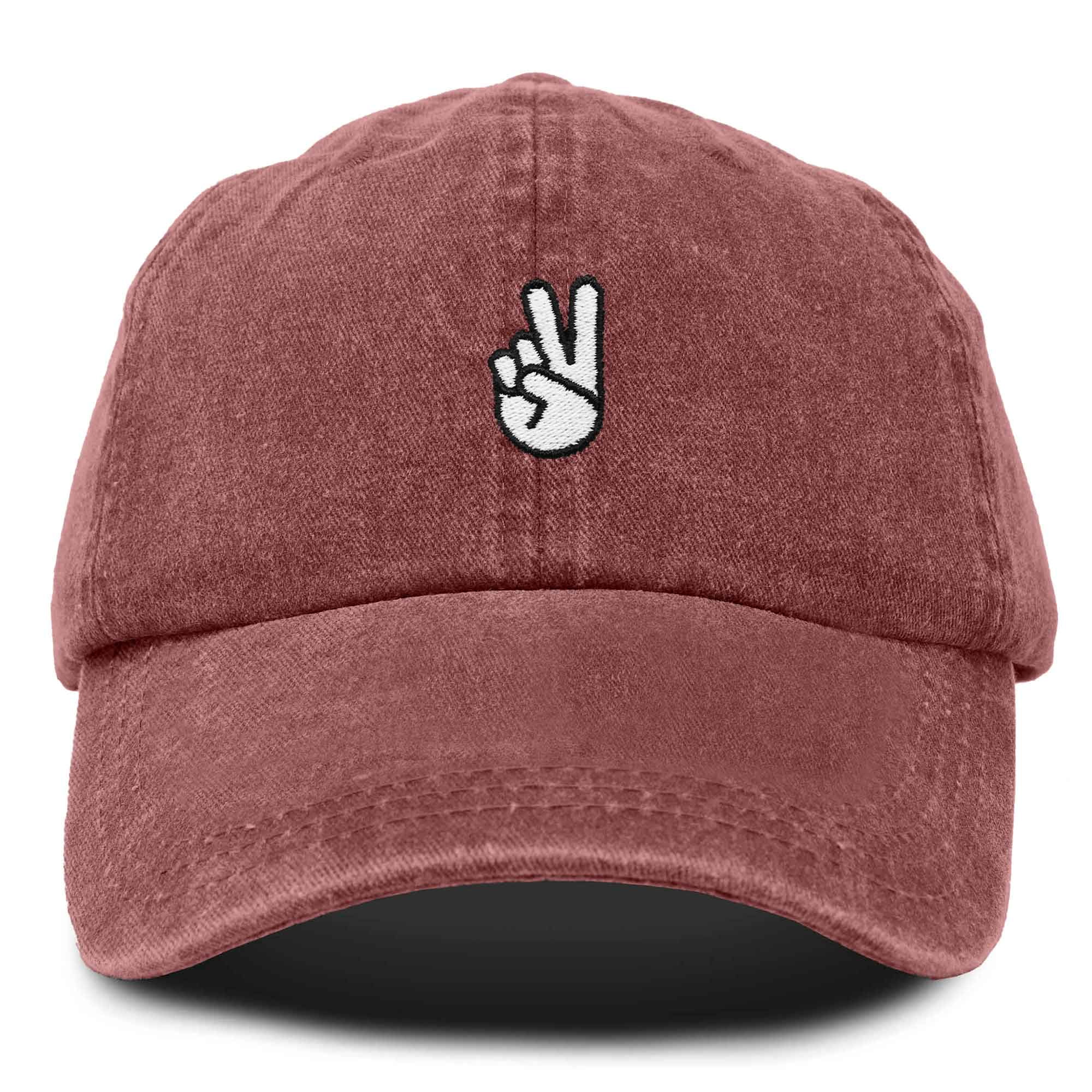 Dalix Peace Sign Embroidered V Cotton Dad Hat Baseball Cap Adjustable ...