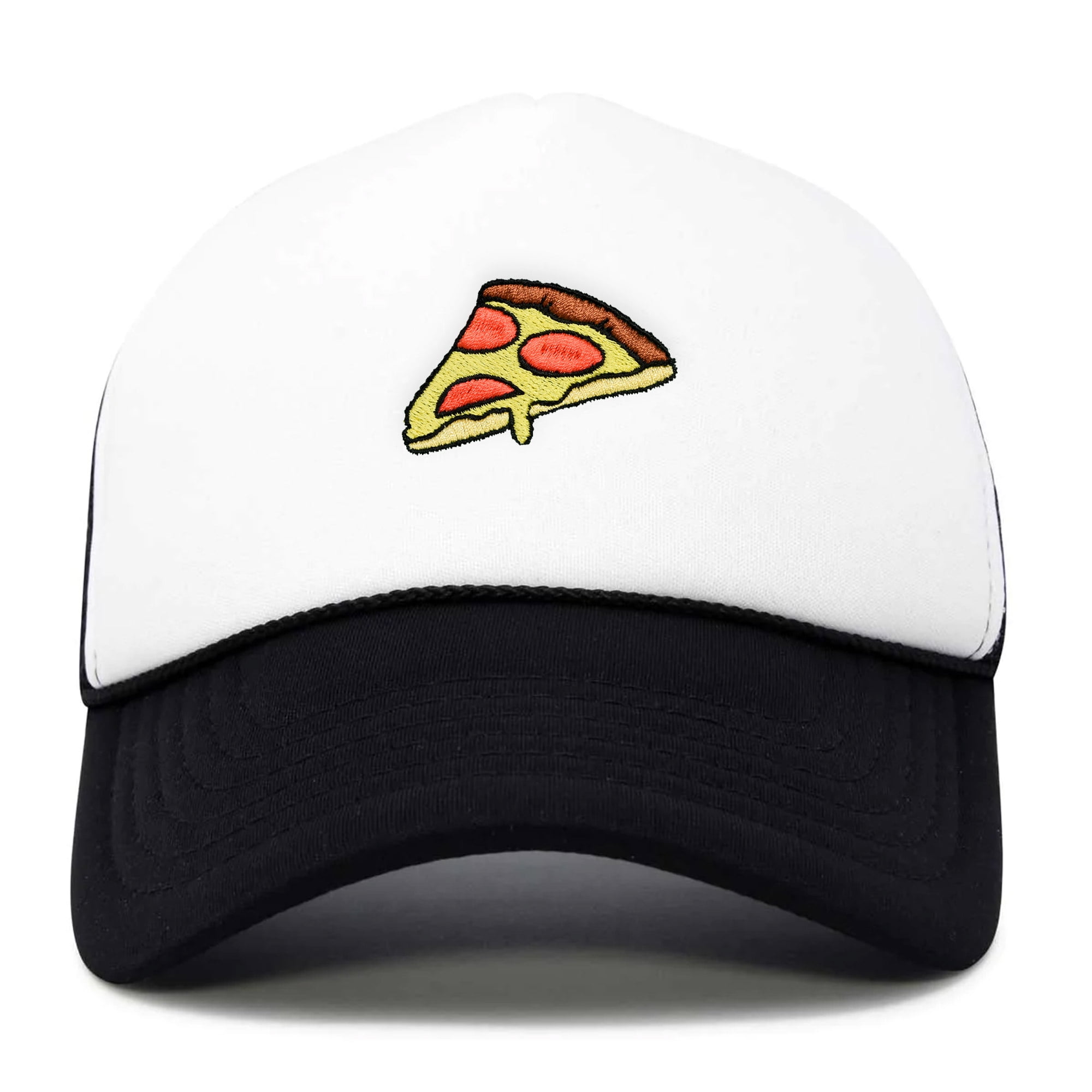Dalix Pizza Slice Embroidered Mesh Trucker Hat in Black White - Walmart.com