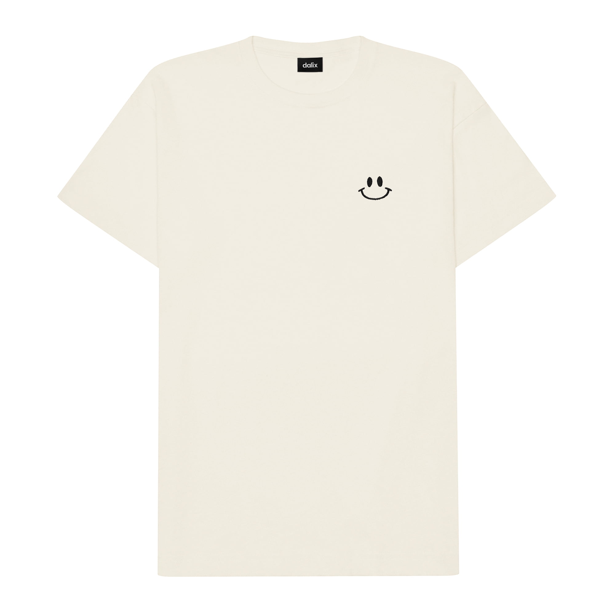 Dalix Smile Face Embroidered Cotton Relaxed Boxy Fit Short Sleeve ...