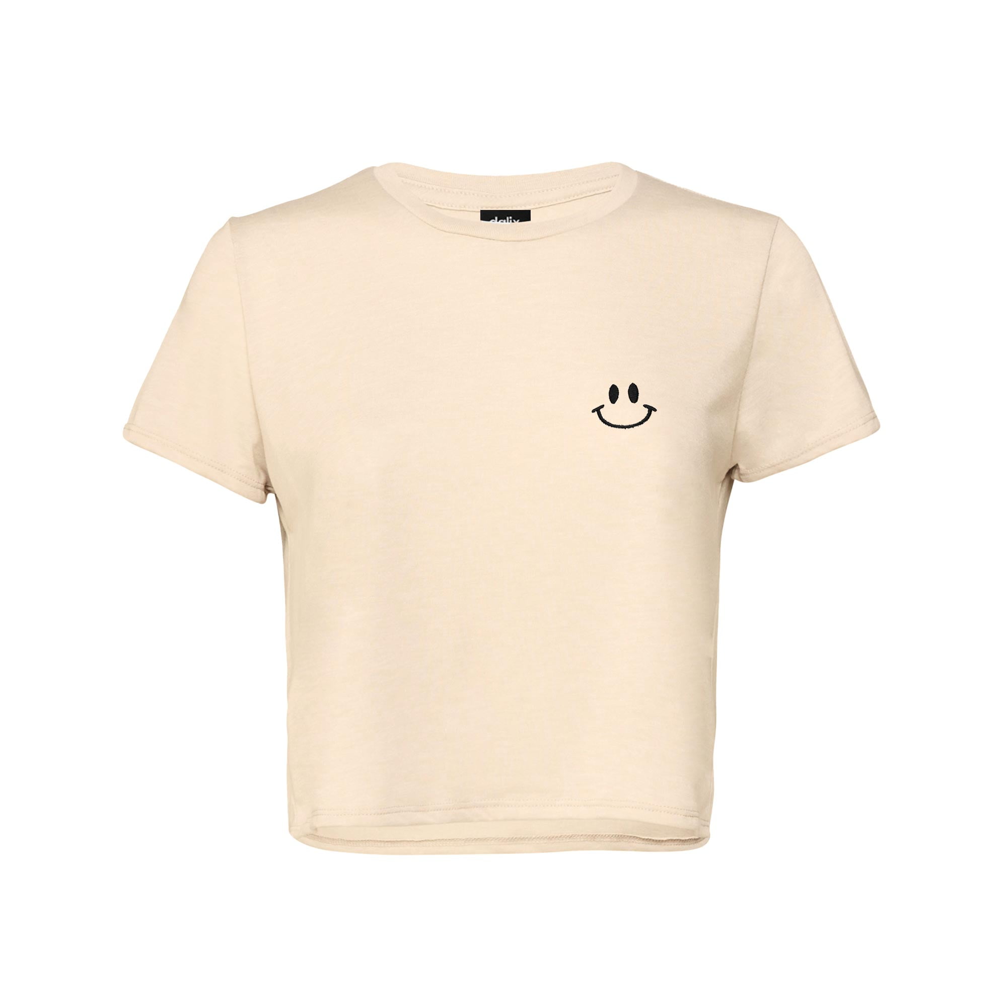 Dalix Smile Face Embroidered Cotton Relaxed Fit Short Sleeve Crewneck ...