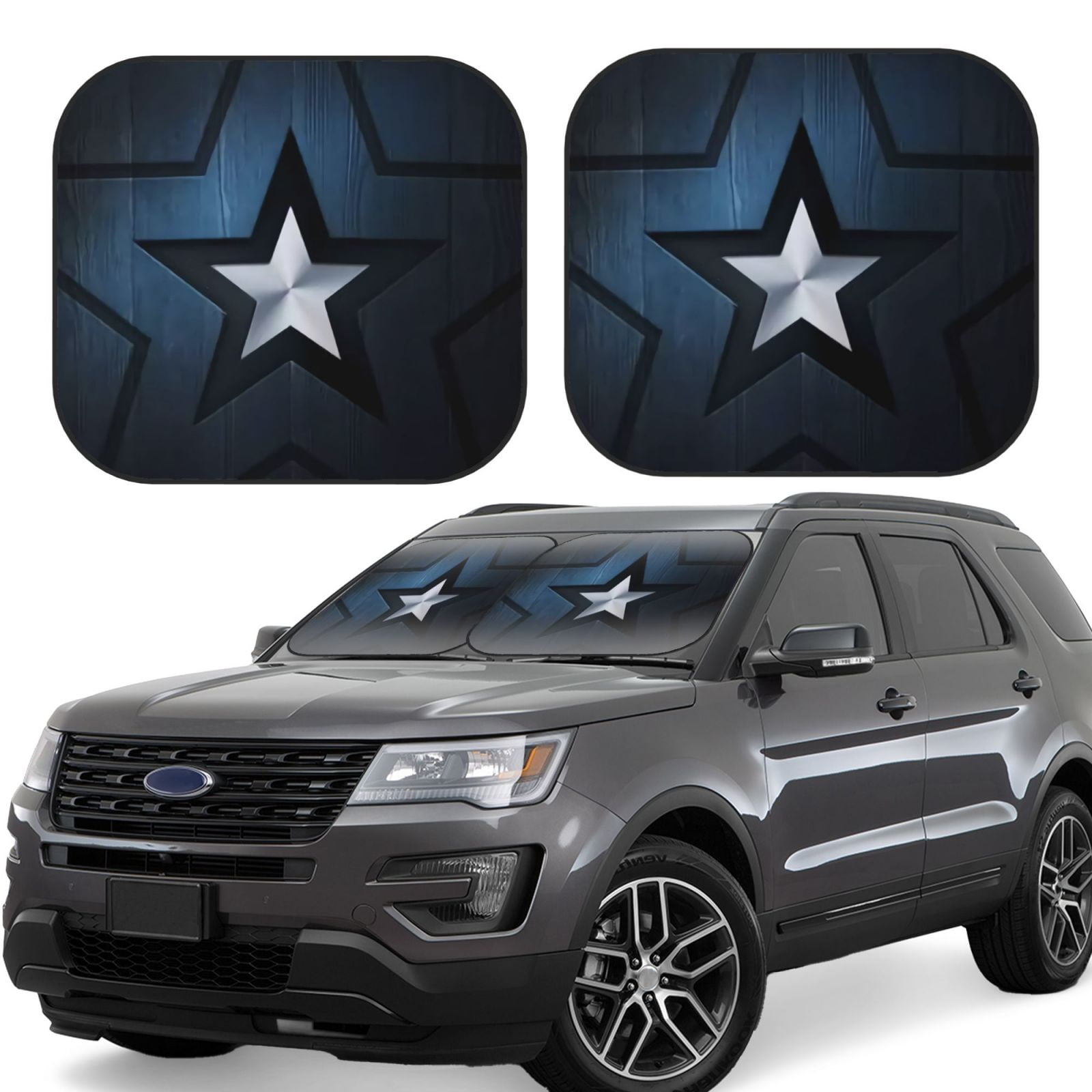 Dallas 2-Piece Foldable Car Sun Shade - Protector with Elastic Steel ...