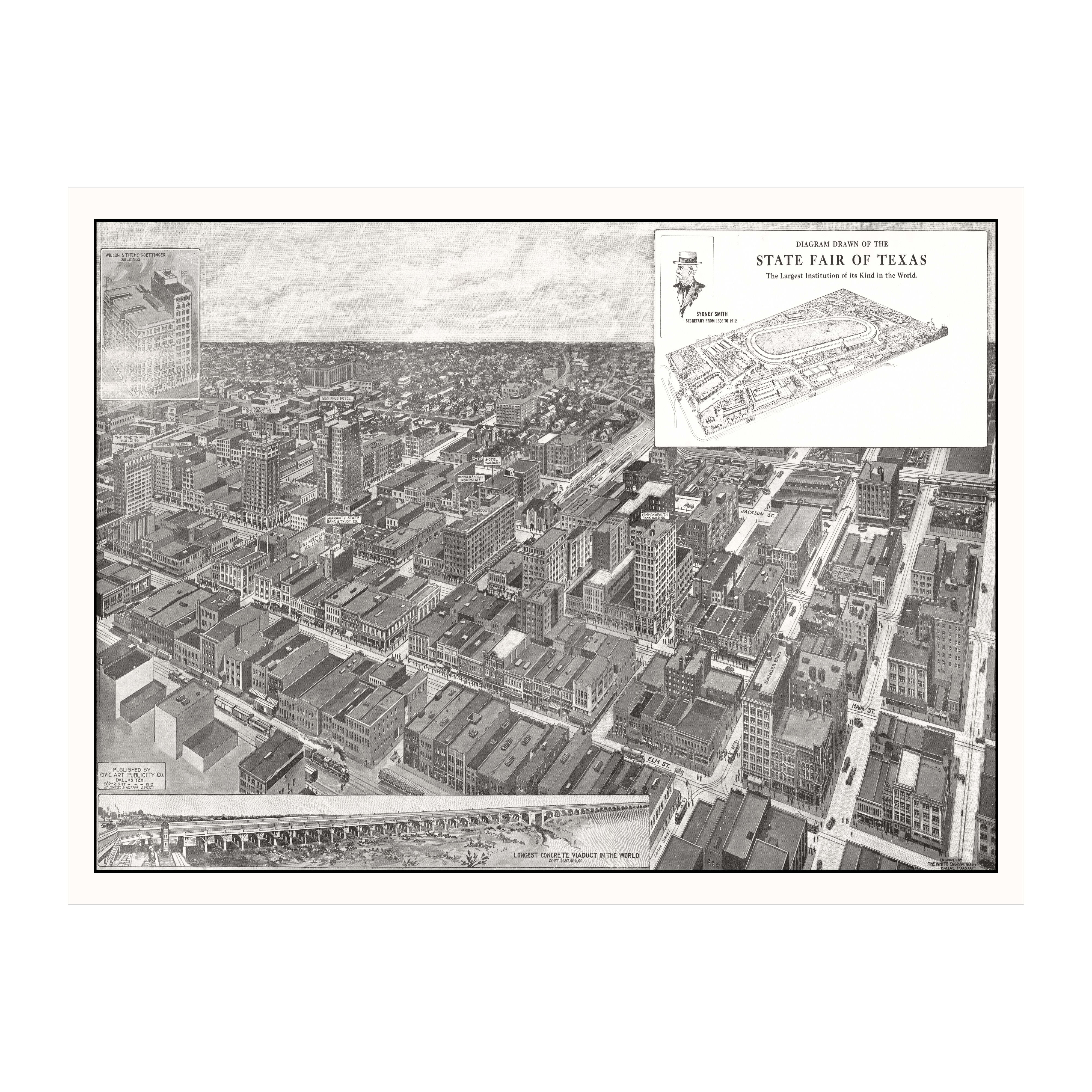 Dallas Art, 1912 Vintage Map of Dallas Texas, TX History Wall Decor ...