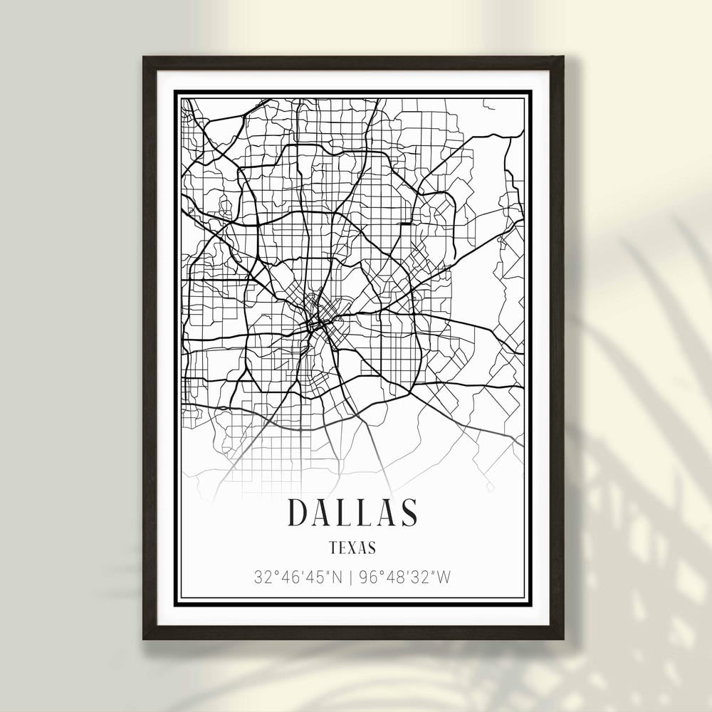 Dallas City Map Poster - Dallas Wall Art Dallas Print Texas Travel ...