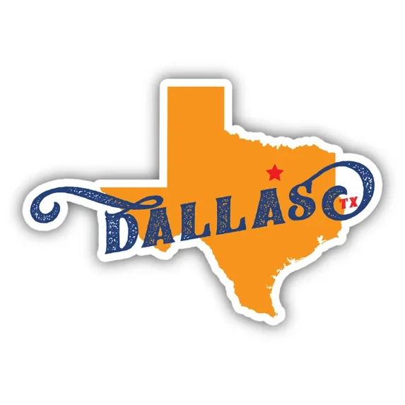 Dallas City Texas Usa State Retro Map Sticker Phone Decal Water Bottle ...