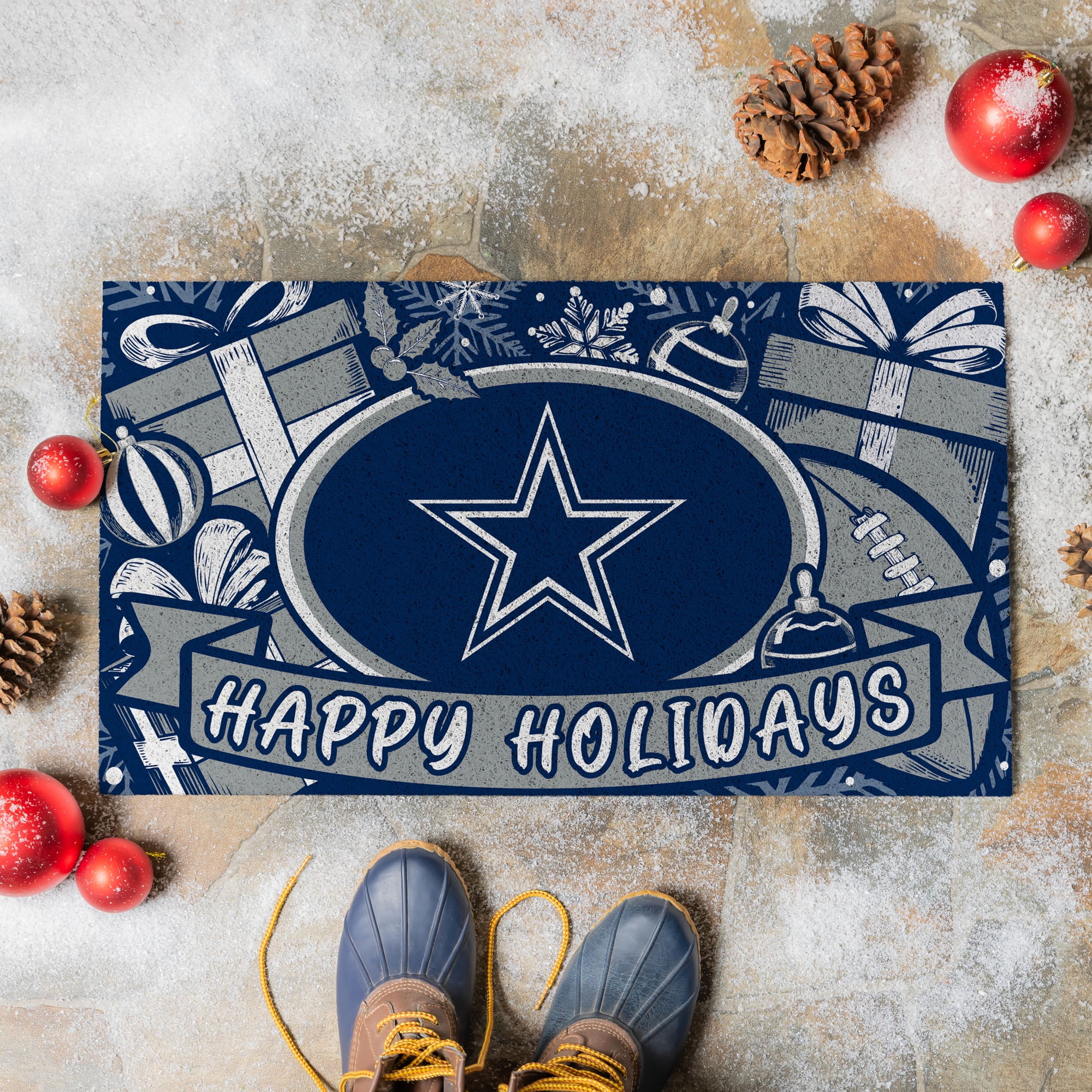 Dallas Cowboys 28" x 16" Happy Holidays Christmas Turf Door Mat ...