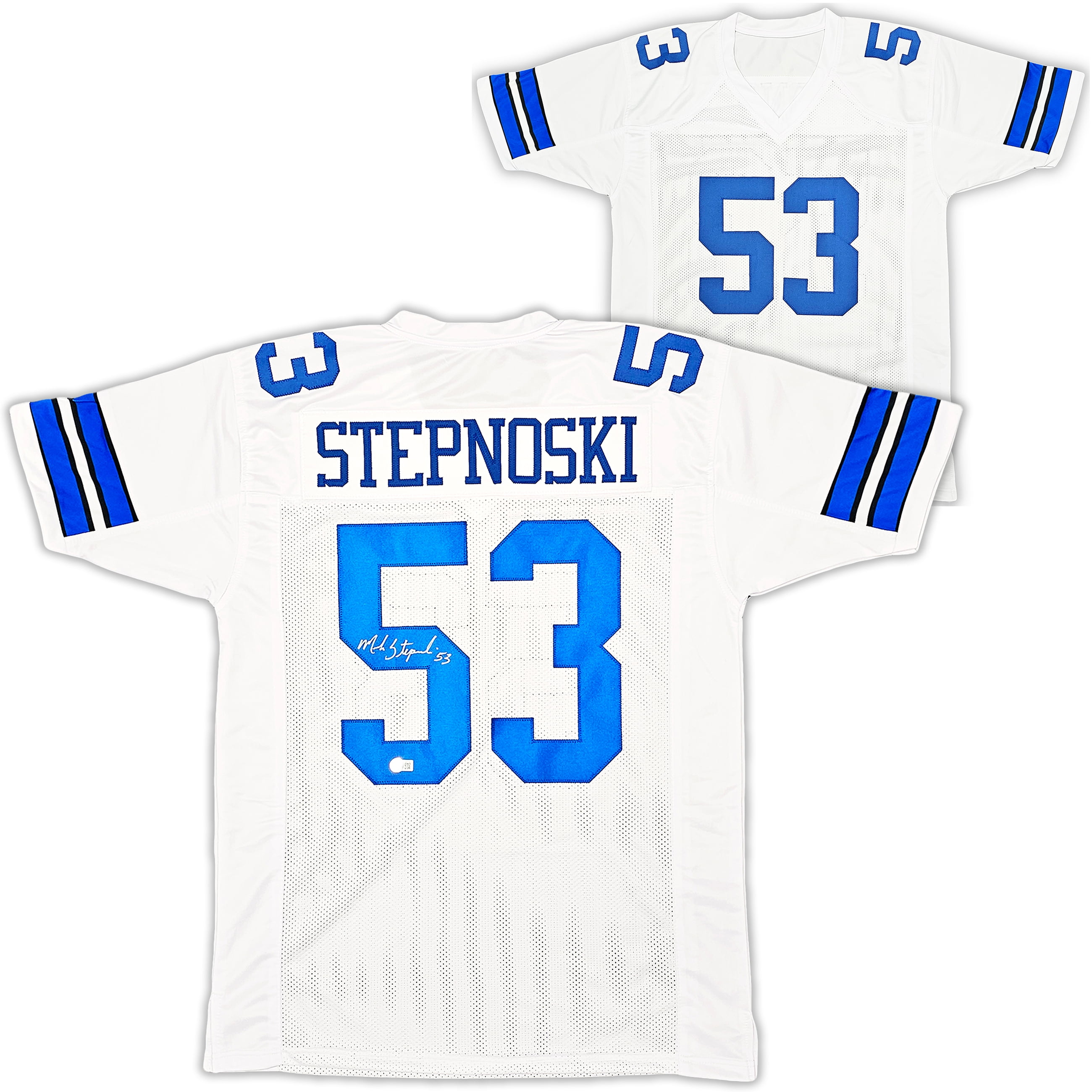 Dallas Cowboys Mark Stepnoski Autographed White Jersey Beckett BAS QR ...