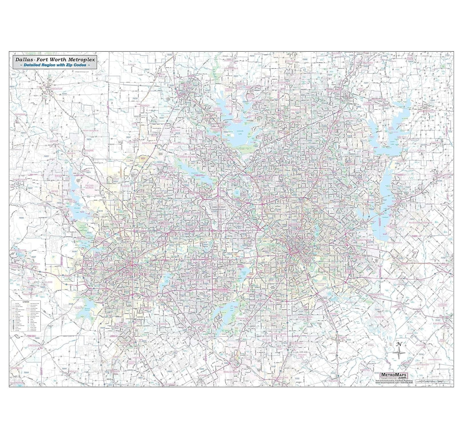 Dallas & Fort Worth Regional Area Major Arterial Wall Map, Laminated ...