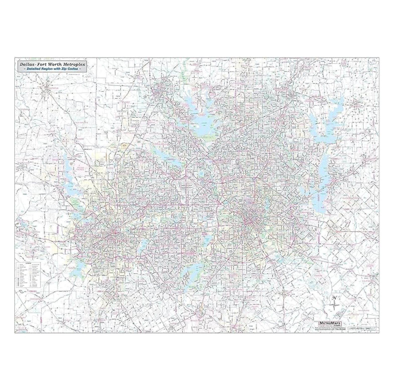 Dallas & Fort Worth Regional Area Major Arterial Wall Map, Laminated ...