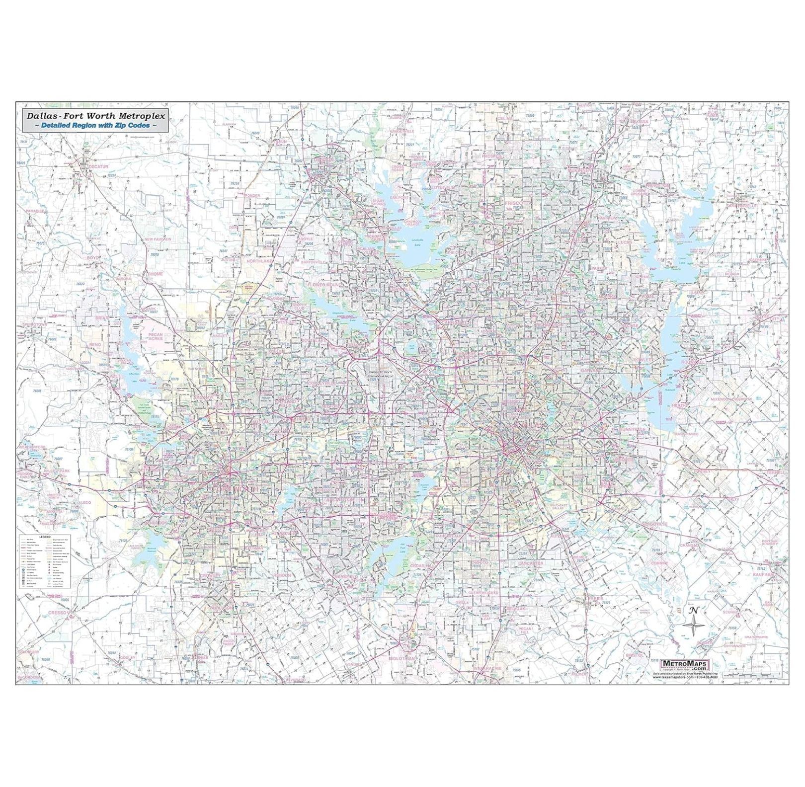 Dallas & Fort Worth Regional Area Major Arterial Wall Map, Laminated ...