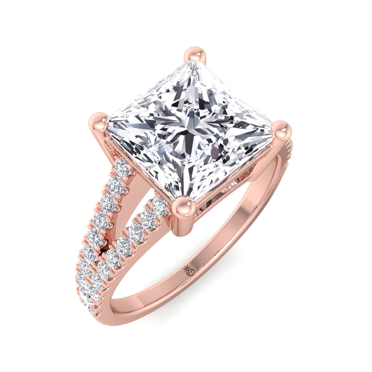 Dallas - Moissanite Princess Cut Lab Diamond Engagement Ring With ...