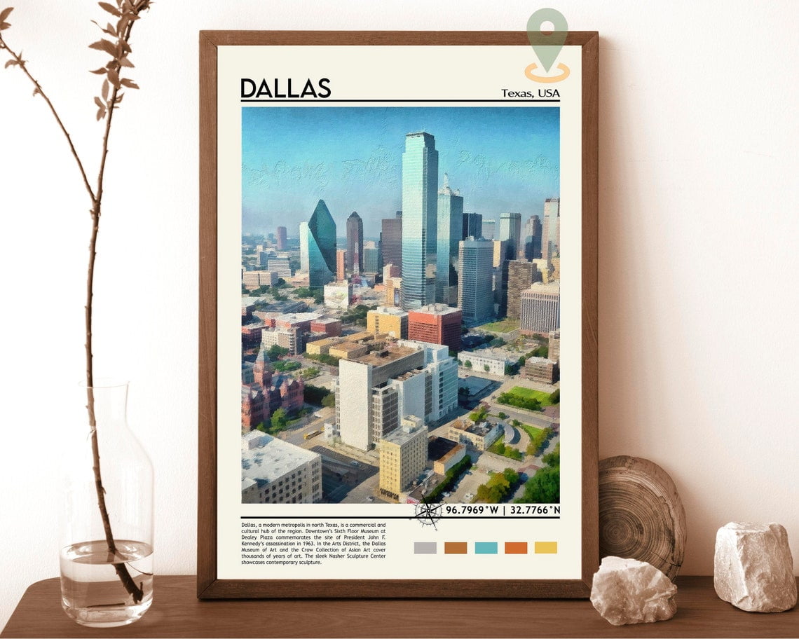 Dallas Print, Dallas Poster, Dallas Wall Art, Dallas Travel, Dallas Art ...